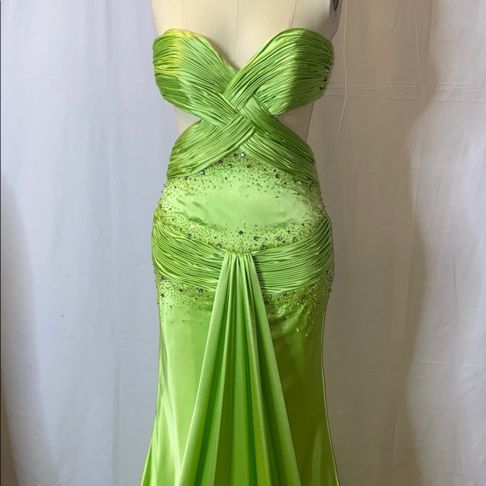 Lime Satin Gown - Gem